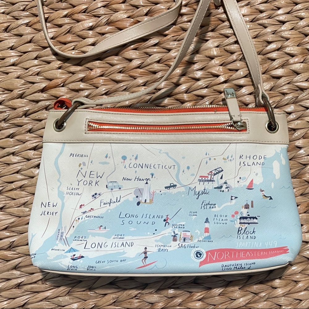 Spartina 449 Northeastern Map Crossbody Bag - Cream A… - Gem